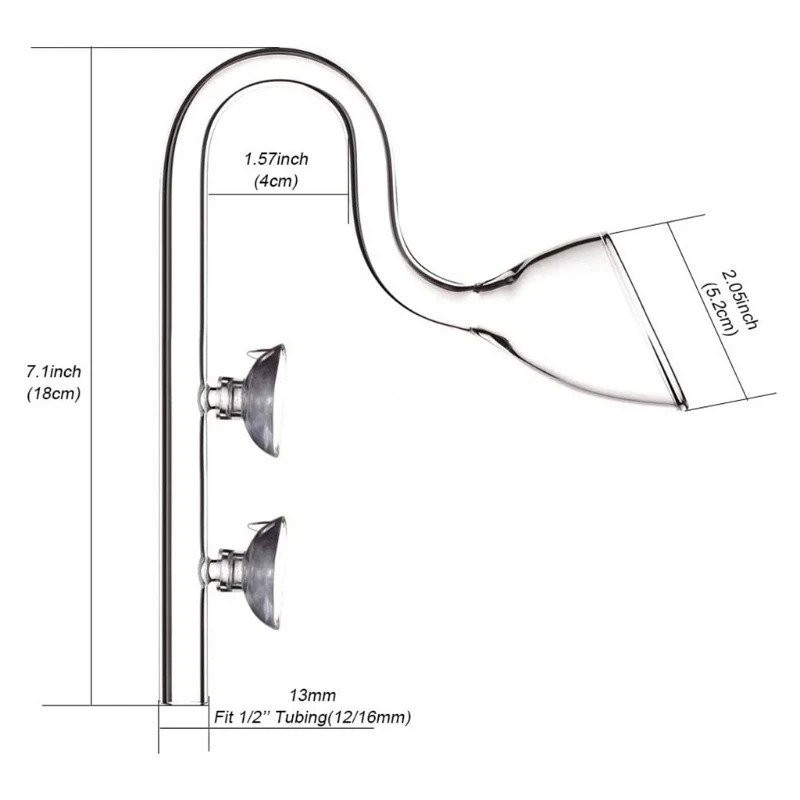 Aquarium ADA Style 13mm 17mm Glass Lily Pipe Inflow Outflow Tube The ...