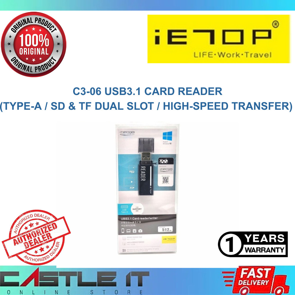 IETOP C3-06 USB3.1 Card Reader (Type-A / SD & TF Dual Slot / High-Speed ...