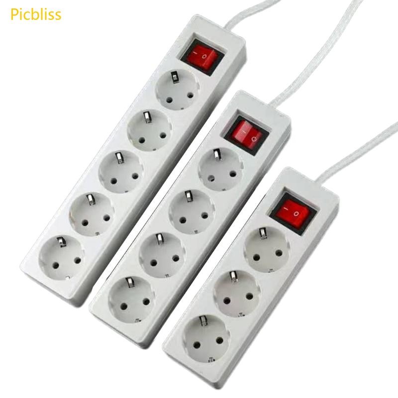 Picbliss EU Standard German Type Socket Power Strip 2Pin Plug With LED ...