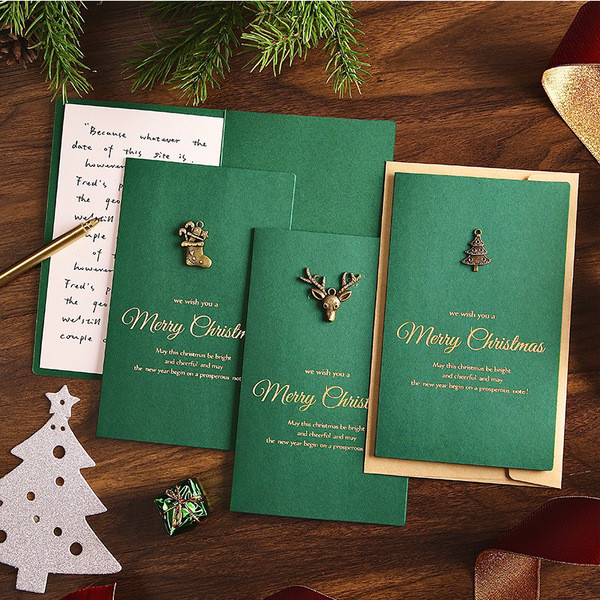 christmas card Kad ucapan logam Krismas perunggu retro kad hadiah ...