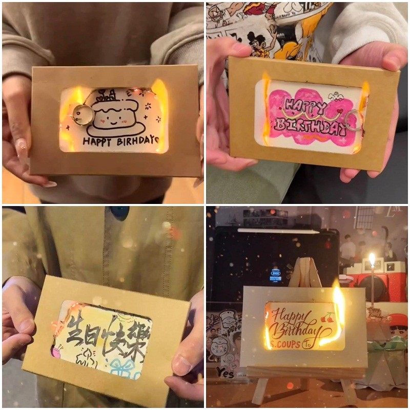 Creative Happy Birthday Greeting Card DIY Burning Cards Girlfriends ...