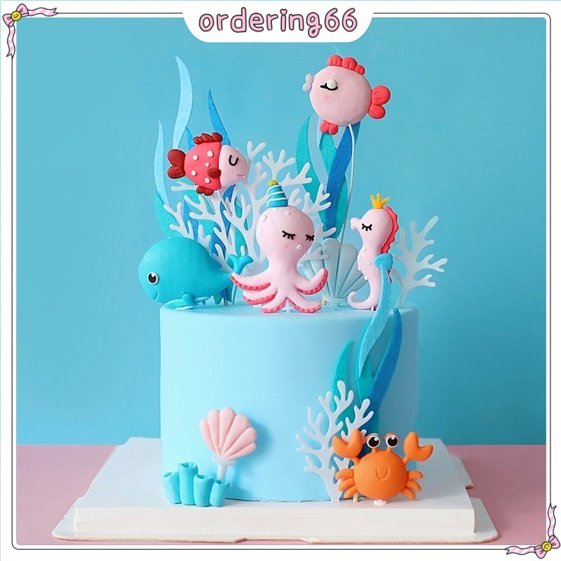 Cake Decoration Ocean Summer Series Octopus Seahorse Crab Whale ...