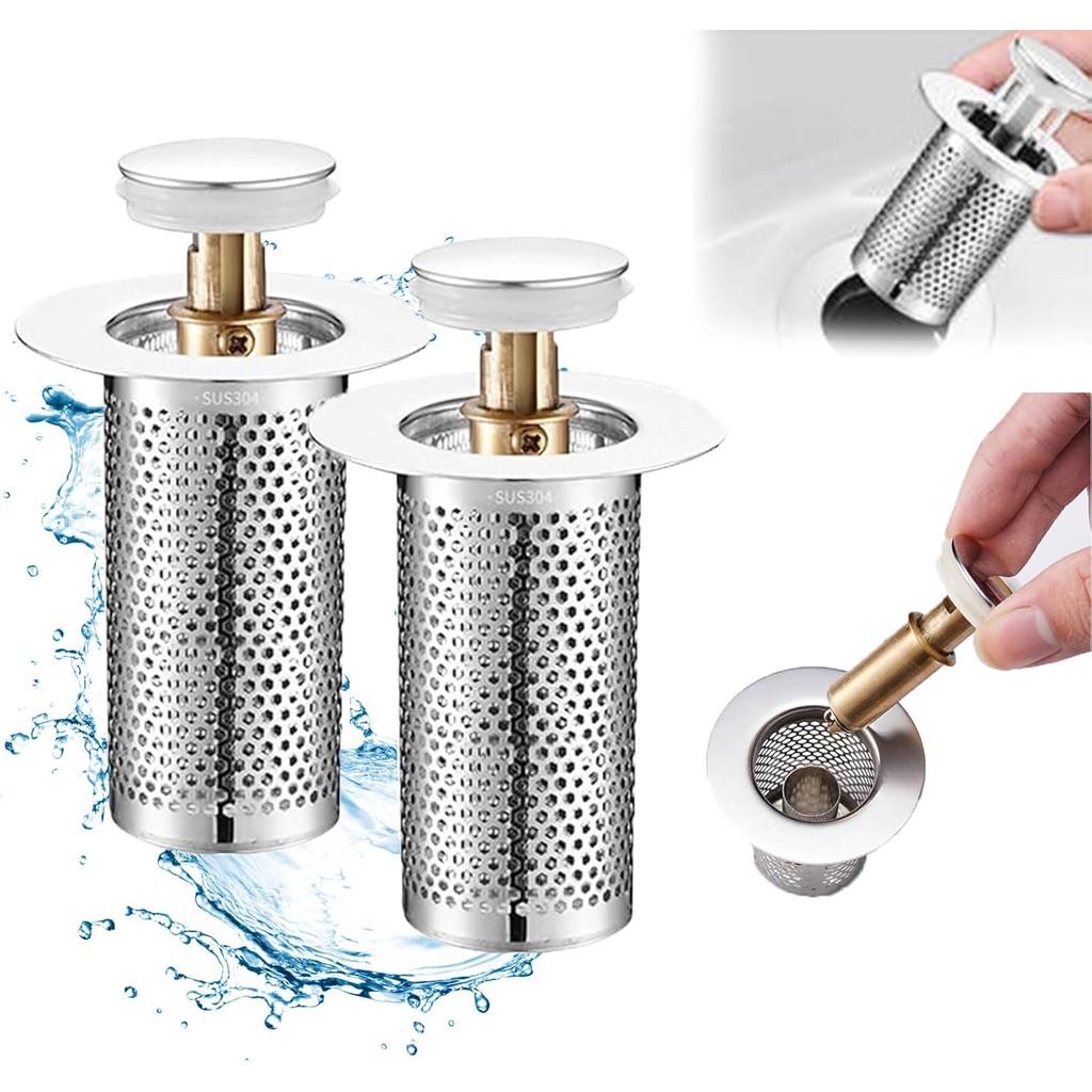 Stainless Steel Basin Drain Filter,Sink Drain Plug Filter, Pop Up ...