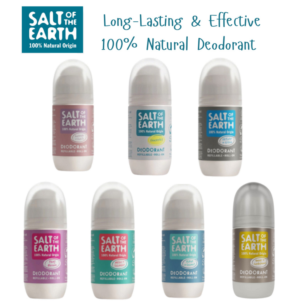 Salt Of The Earth Unscented Natural Refillable Roll-On Deodorant (75ml ...