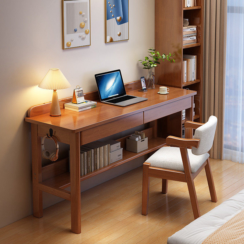 Solid wood desk Simple office desk for home students Small desktop ...