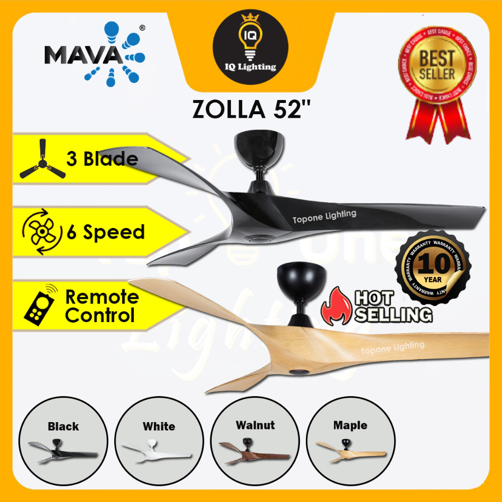MAVA 52" ZOLLA CEILING FAN WITH REMOTE CONTROL / DC / INVERTER / 3 ...