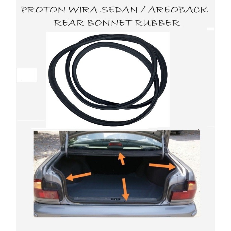 Proton Wira Sedan/ Aeroback Rear Bonnet Rubber Belakang Bonnet Getah ...