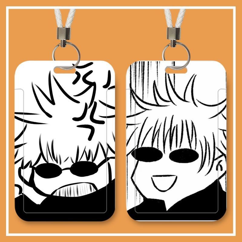 Anime Jujutsu Kaisen Satoru Gojo Student Slide Card Holder Lanyards ...