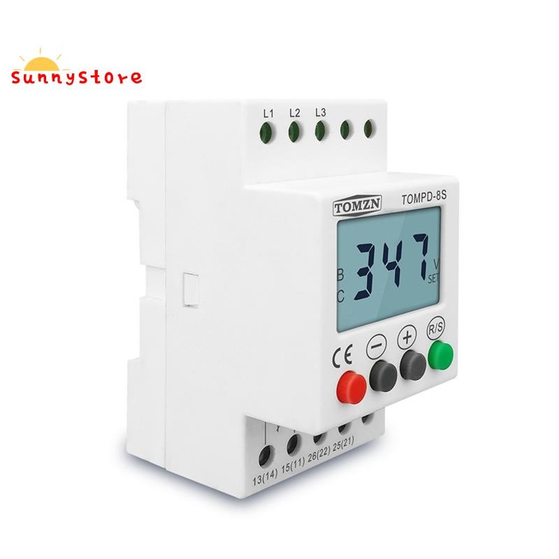 3 Phase Din Rail Voltage Relay Adjustable Under Over Voltage Protector ...