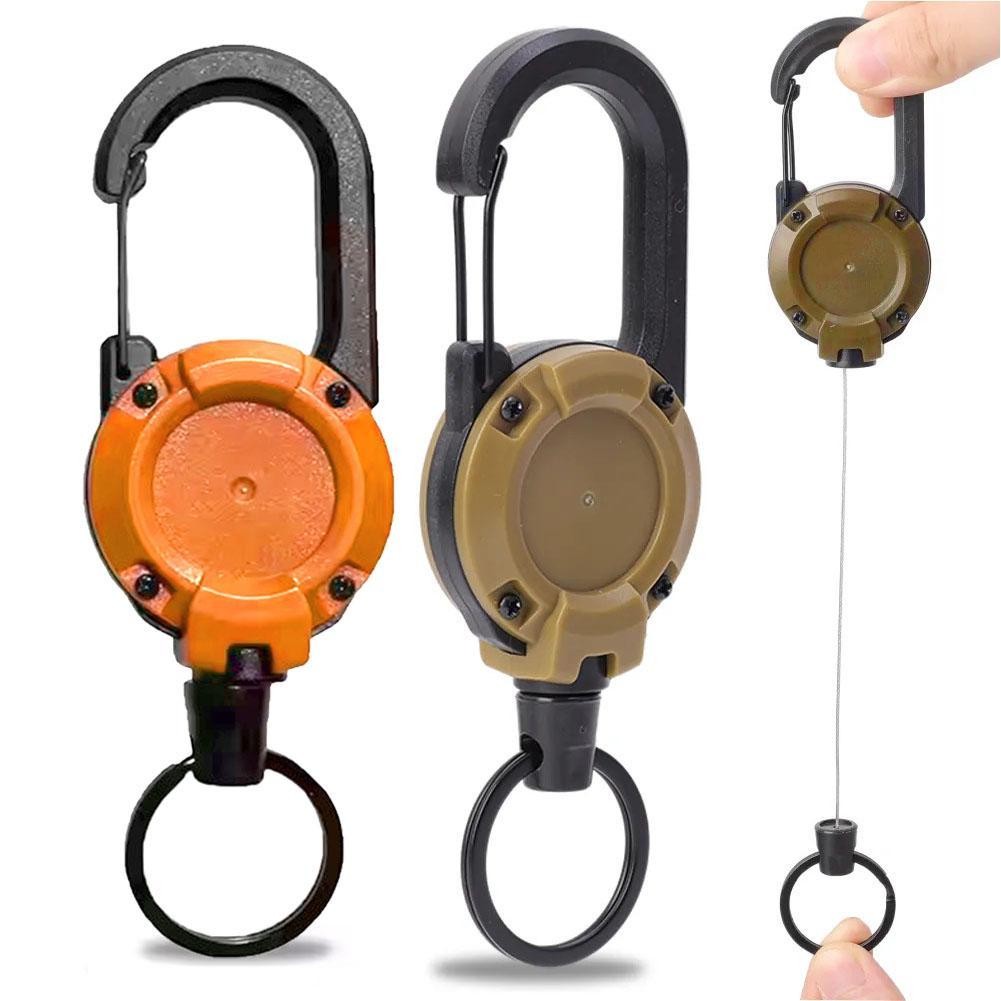 Retractable Heavy Duty Pull Reel Carabiner Key Chains Strong Buckle ...
