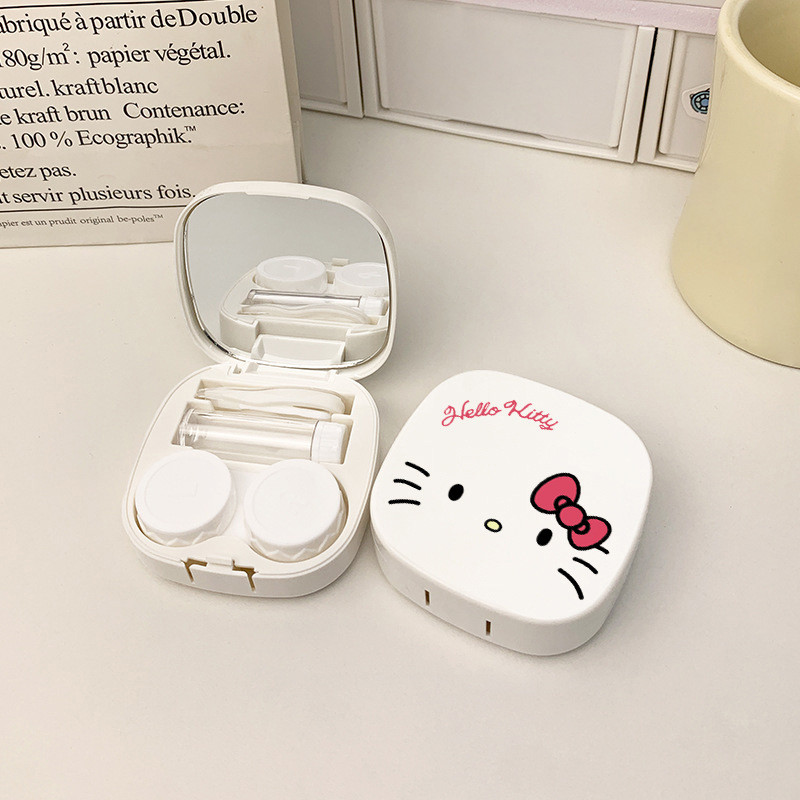 QwQ Kawaii Hello Kitty Contact Lenses Case Sanrio KT Cat Beauty Pupil ...