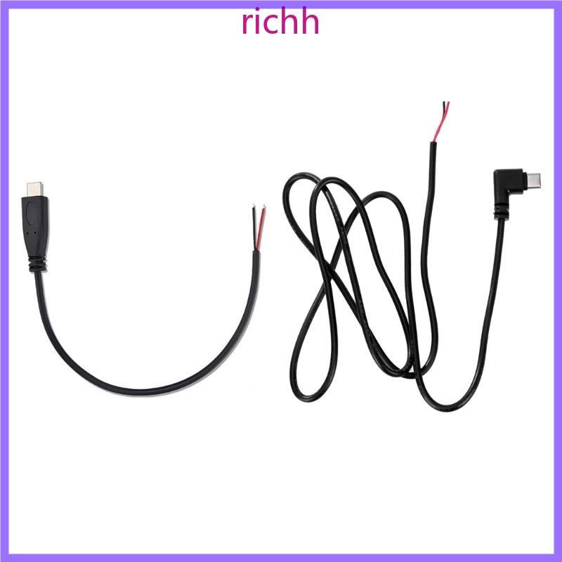 Richh USB C Pigtail 2Pin Power Cable Bare Cord Line 22AWG Support 5V 3A ...