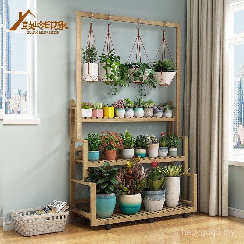 Rak bunga kayu solid dalaman ruang tamu jenis sentuh lantai gerai pasu ...