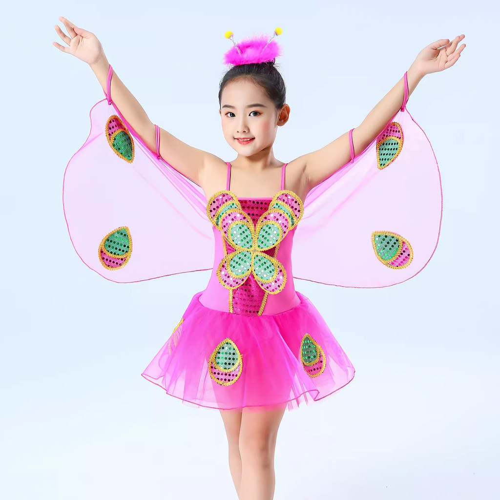 Pakaian persembahan rama-rama kanak-kanak gaya baru budak perempuan ...