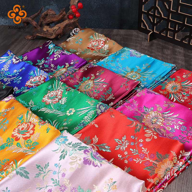 Begonia Flower Brocade Satin Fabric Jacquard Silk Satin Ancient Costume ...