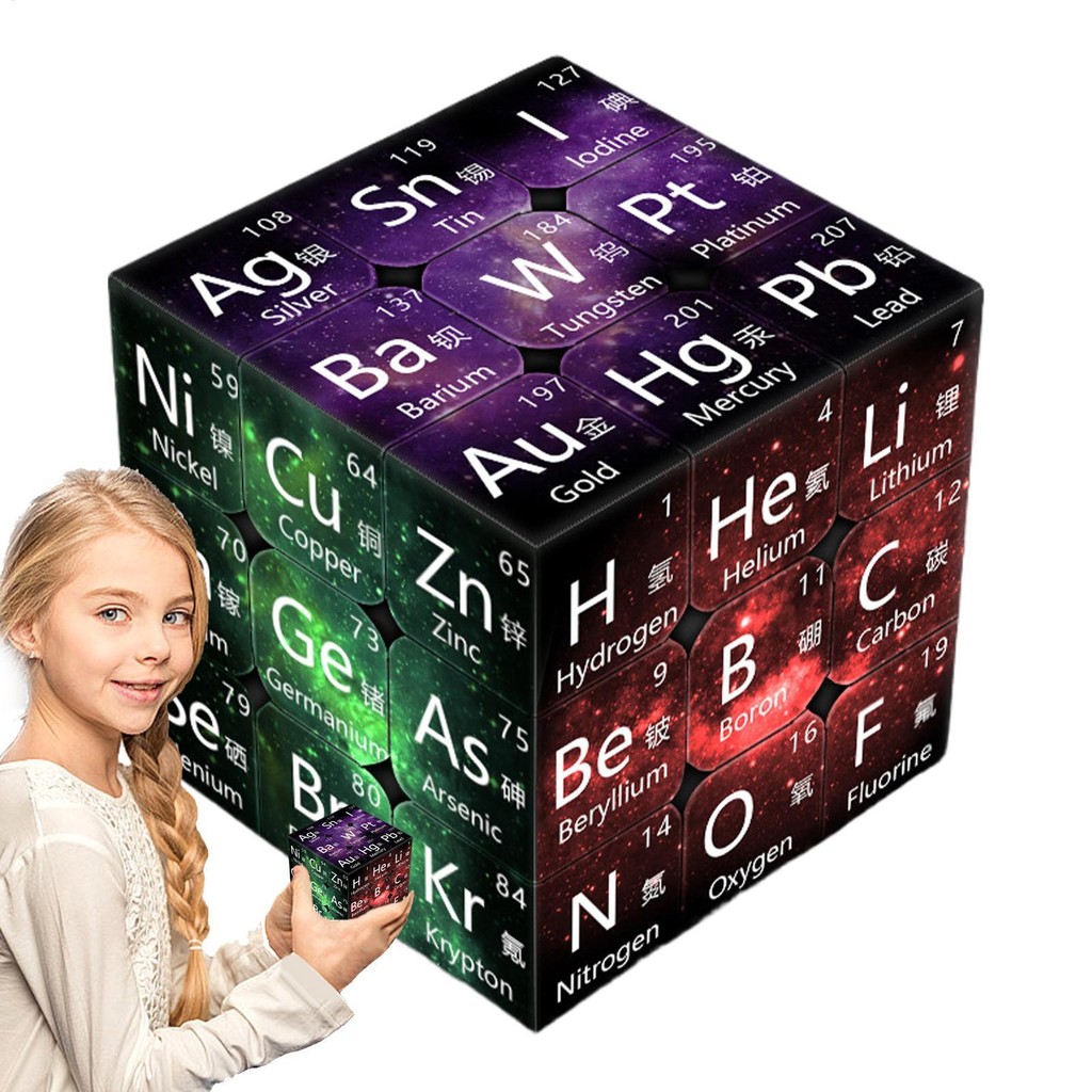 Magic Puzzle Fidget Toys Chemistry Periodic Table Puzzle Bilingual 3x3 ...