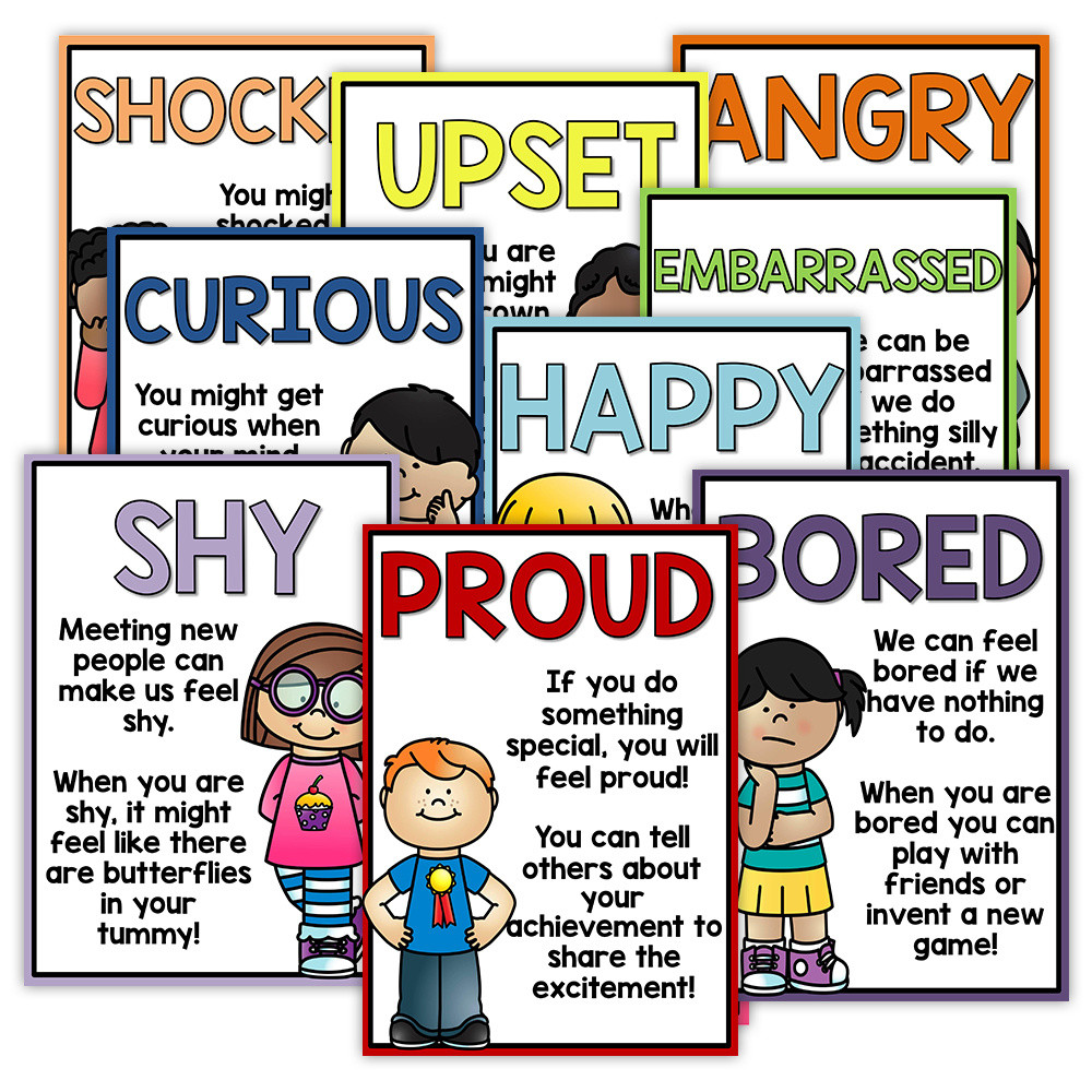 10 English Emotions Emotion Card Posters Bilingual Kindergarten ...