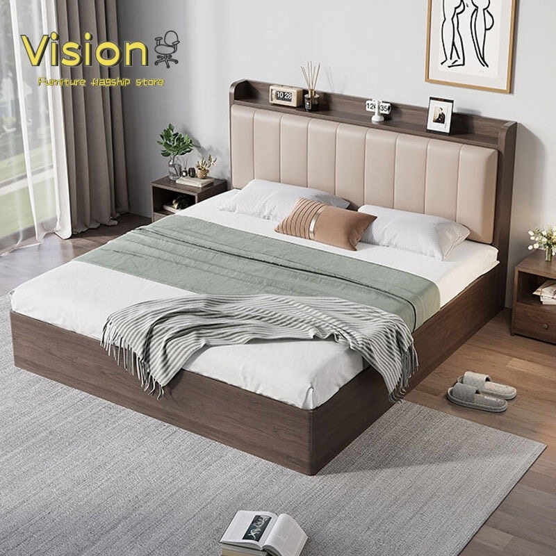 Solid Wood Bed Board Bed Double 1.8x2 Meters Master Bedroom Household 1 ...
