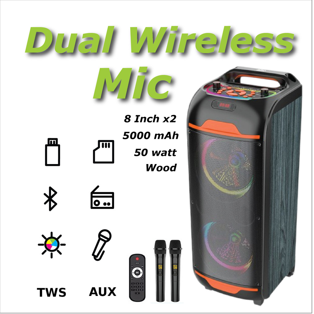 Sing-E ZQS-8248 8x2 Inch 50Watt Super Strong Bass Bluetooth Speaker ...