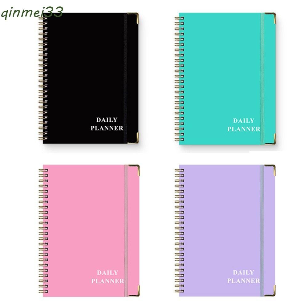 QINMEI Coil Ring Binder Notebook, 12 Months English 2025 Schedule ...