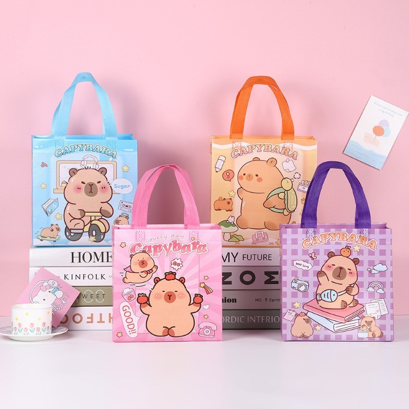 Capybara Cartoon Paper Bags Hand-held Non Woven Bags Rectangular Gift ...