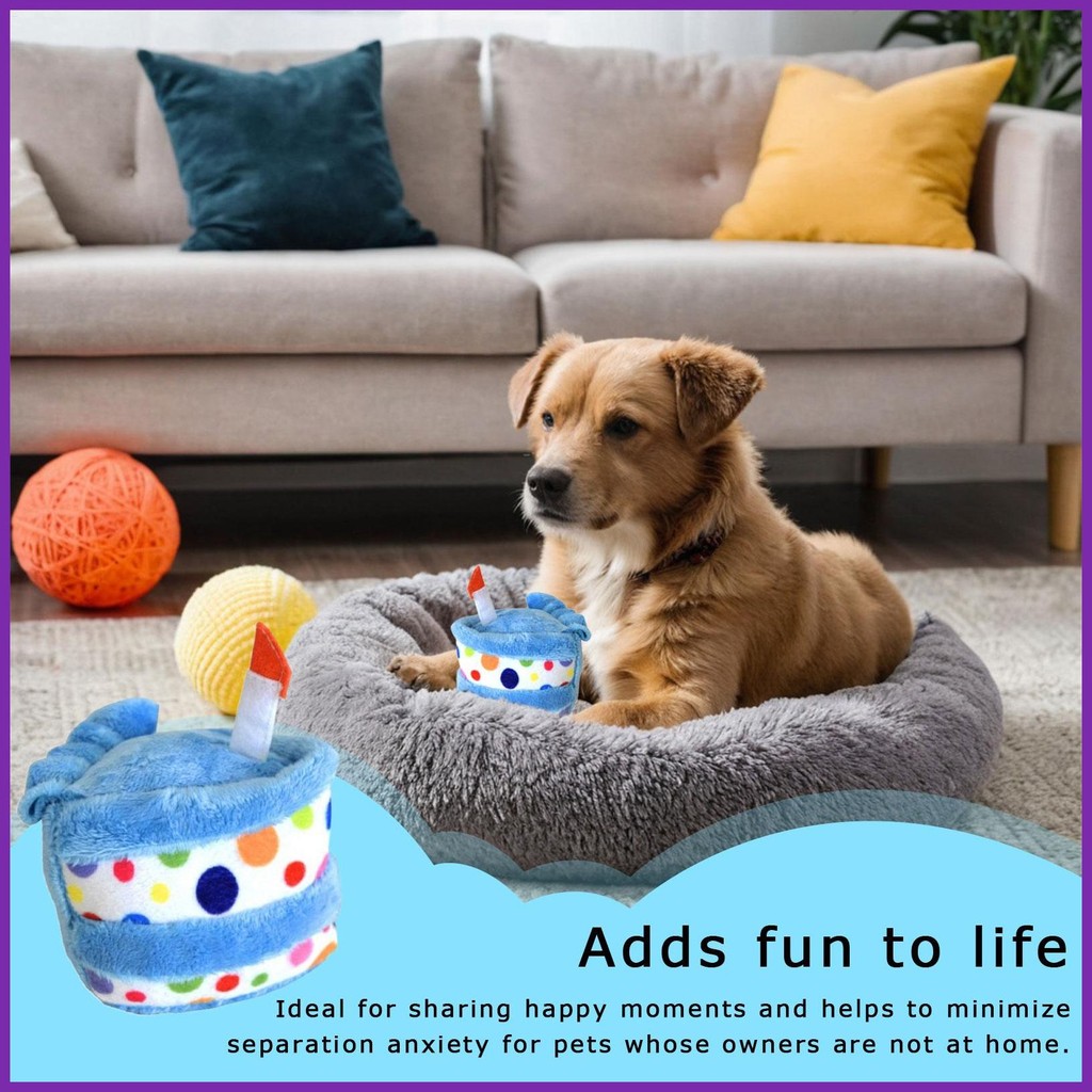 Dog Squeak Toys Birthday Cake Dog Stuffed Animals Chew Toy Dog Plush ...