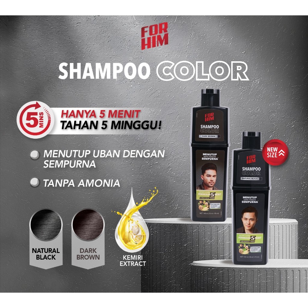 For Him Shampoo Color - Black / For Him Shampoo Color Hair Dye 140ml ...