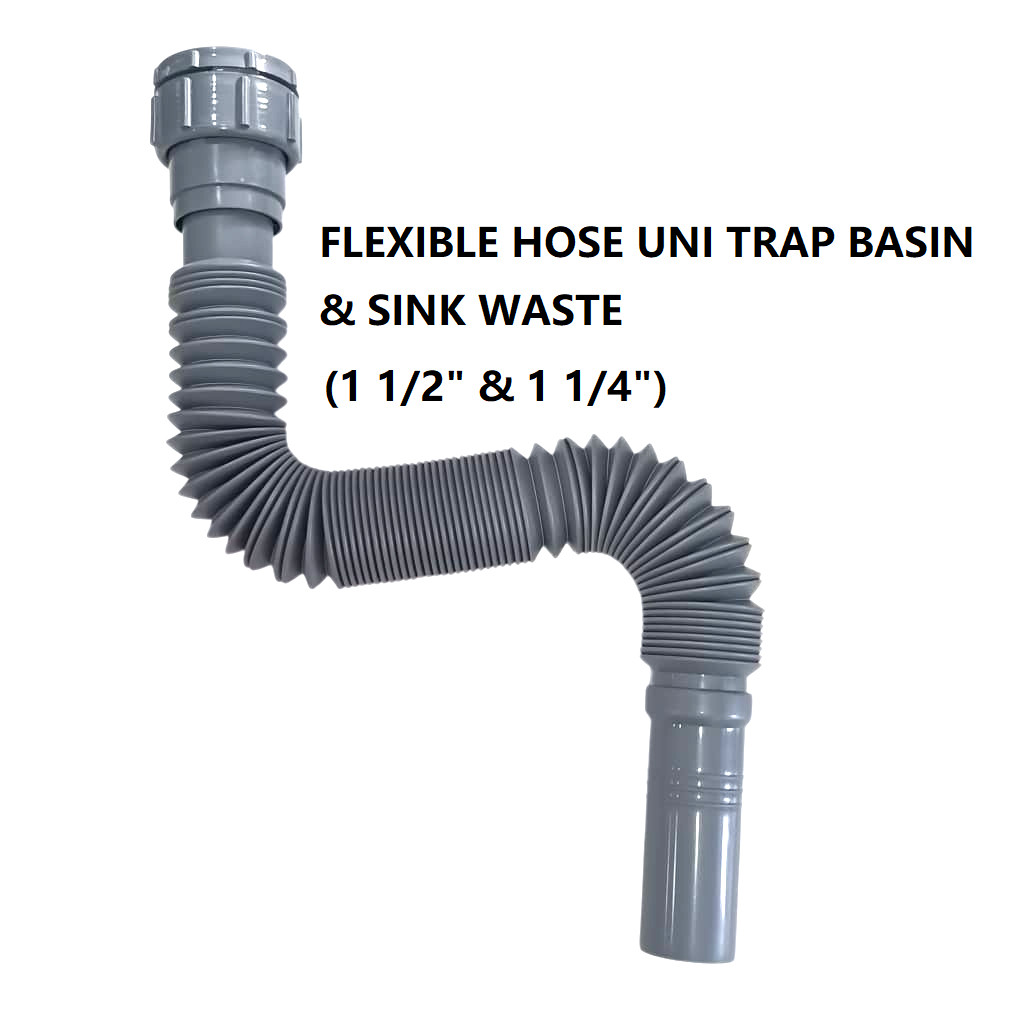 [1PCS] Flexible Hose Uni Trap Basin & Sink Waste Drain (1 1/2”/ 1 1/4 ...