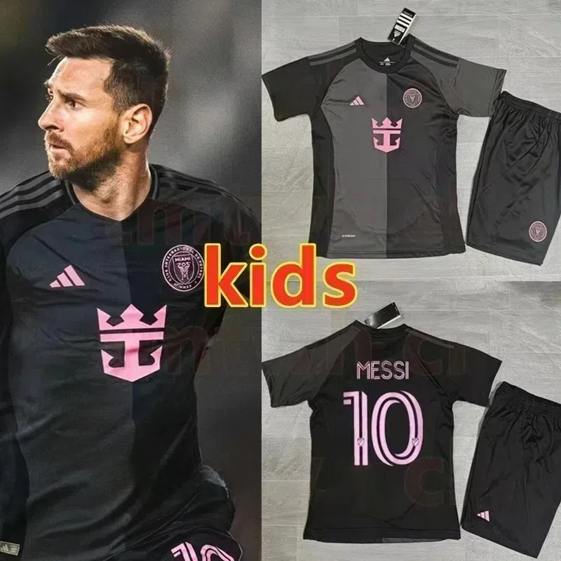 MESSI 25/26 Inter Miami Kids Away Jersey Black Kids Football Jersey ...