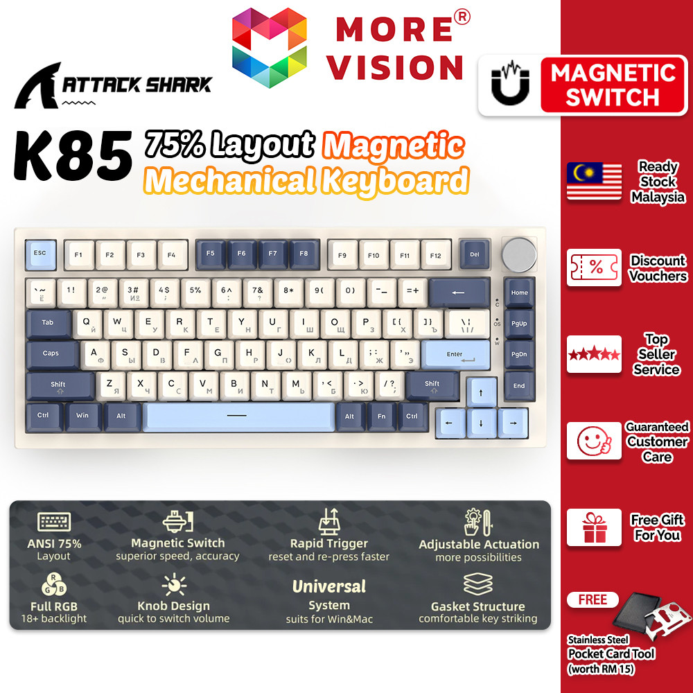 Attack Shark K85 Mechanical Keyboard Magnetic Switch Wired Gaming RGB ...