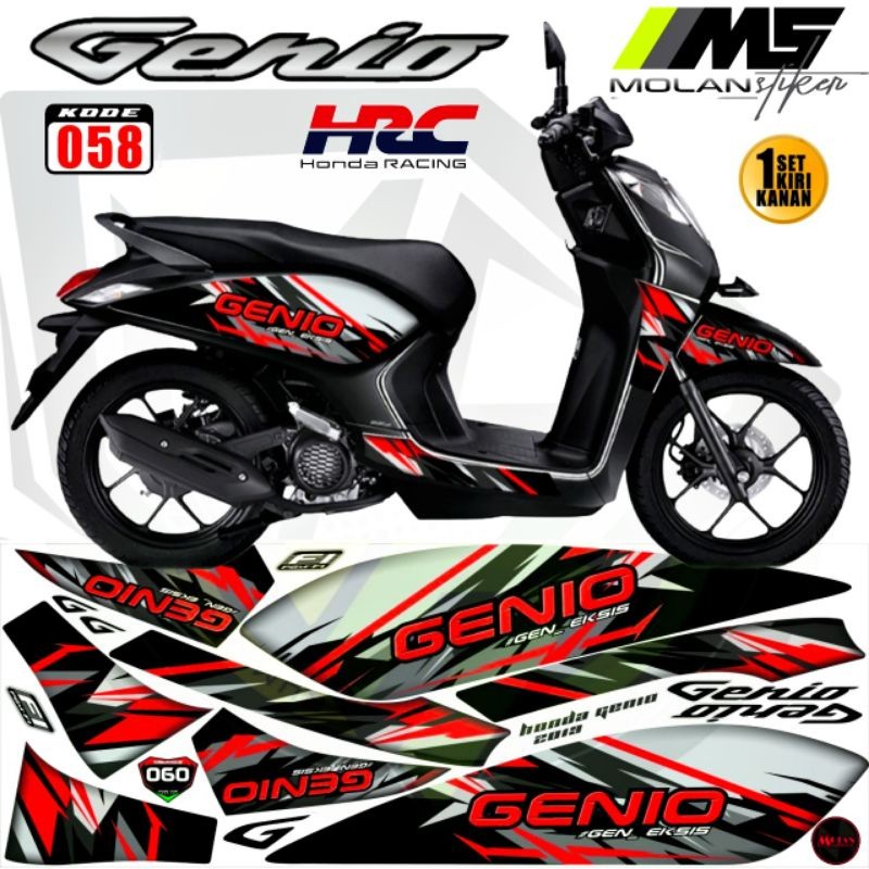 MERAH HITAM Decal Sticker Striping SEMI Fullbody Variations Honda Genio ...