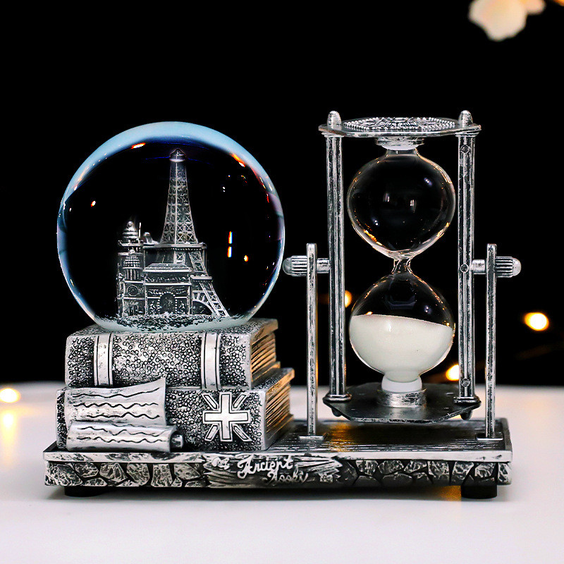 Retro Music Tower Crystal Ball Hourglass Ornaments Creative Office Desk ...
