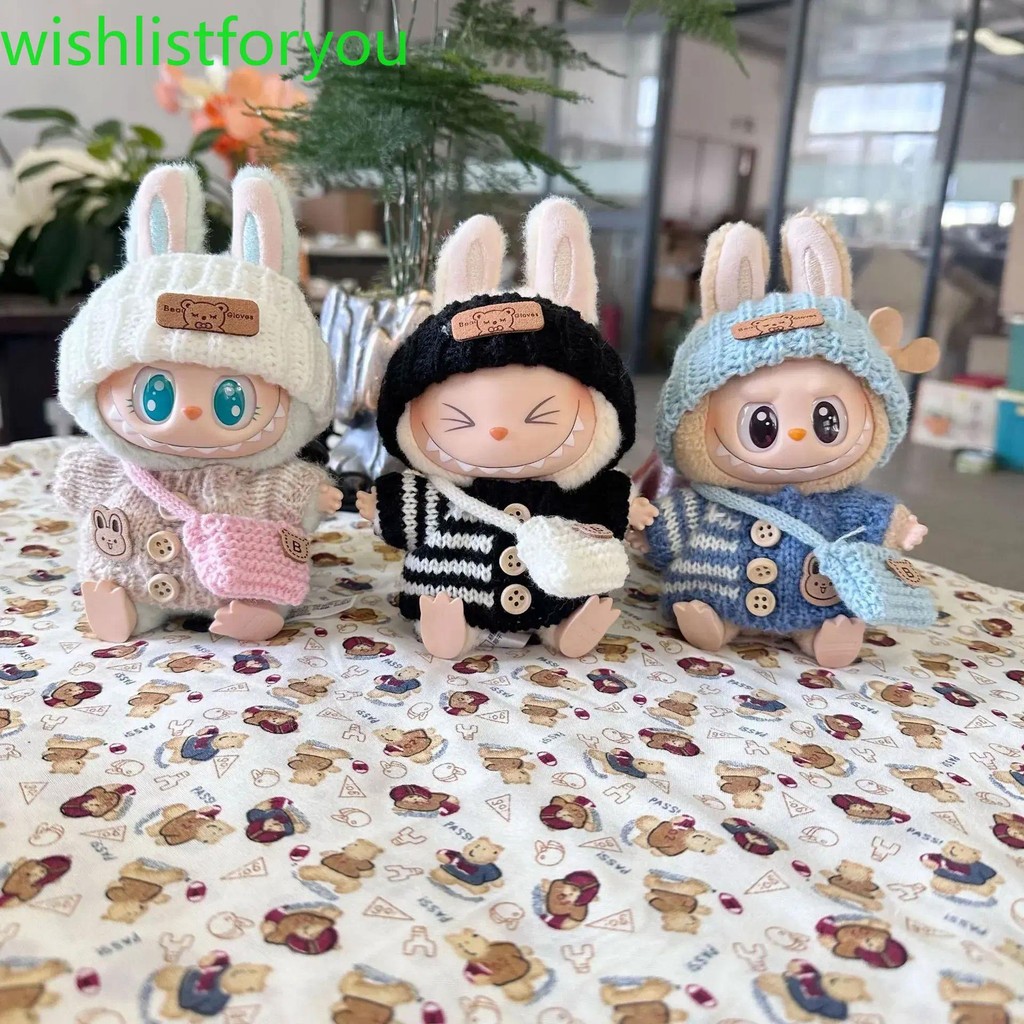 For 17 cm Labubu Clothes Pendant Labubu Sitting Party Bear Label Scarf ...