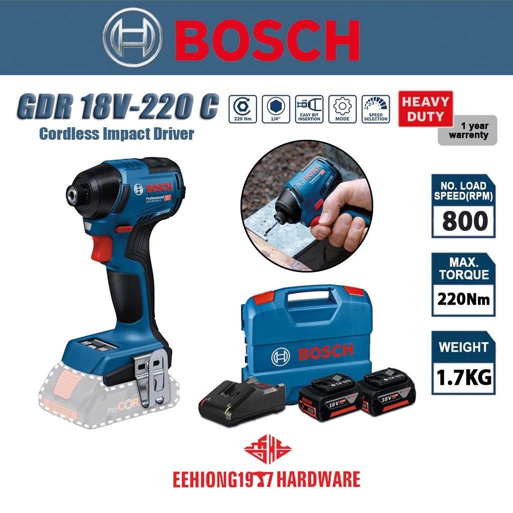 BOSCH GDR 18V-220 C 18V Cordless Impact Driver Impact Wrench GDR18V220C ...