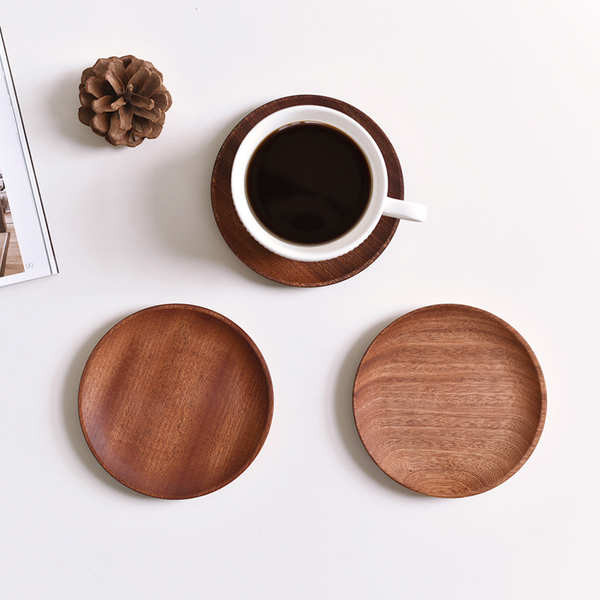 dessert tray bamboo desert tray Dalam piring bulat kayu solid gaya ...