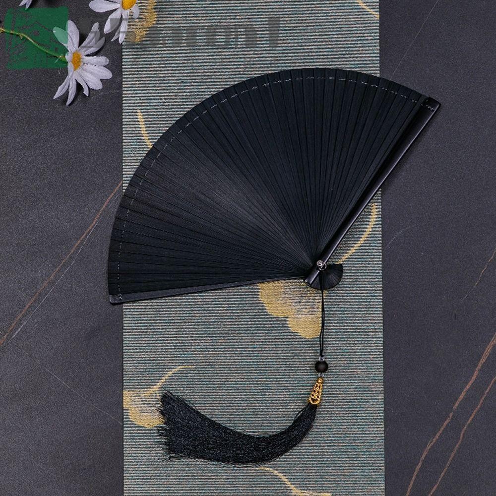 AARON1 Women's Folding Fan, Ancient Style Black Japanese Classical ...