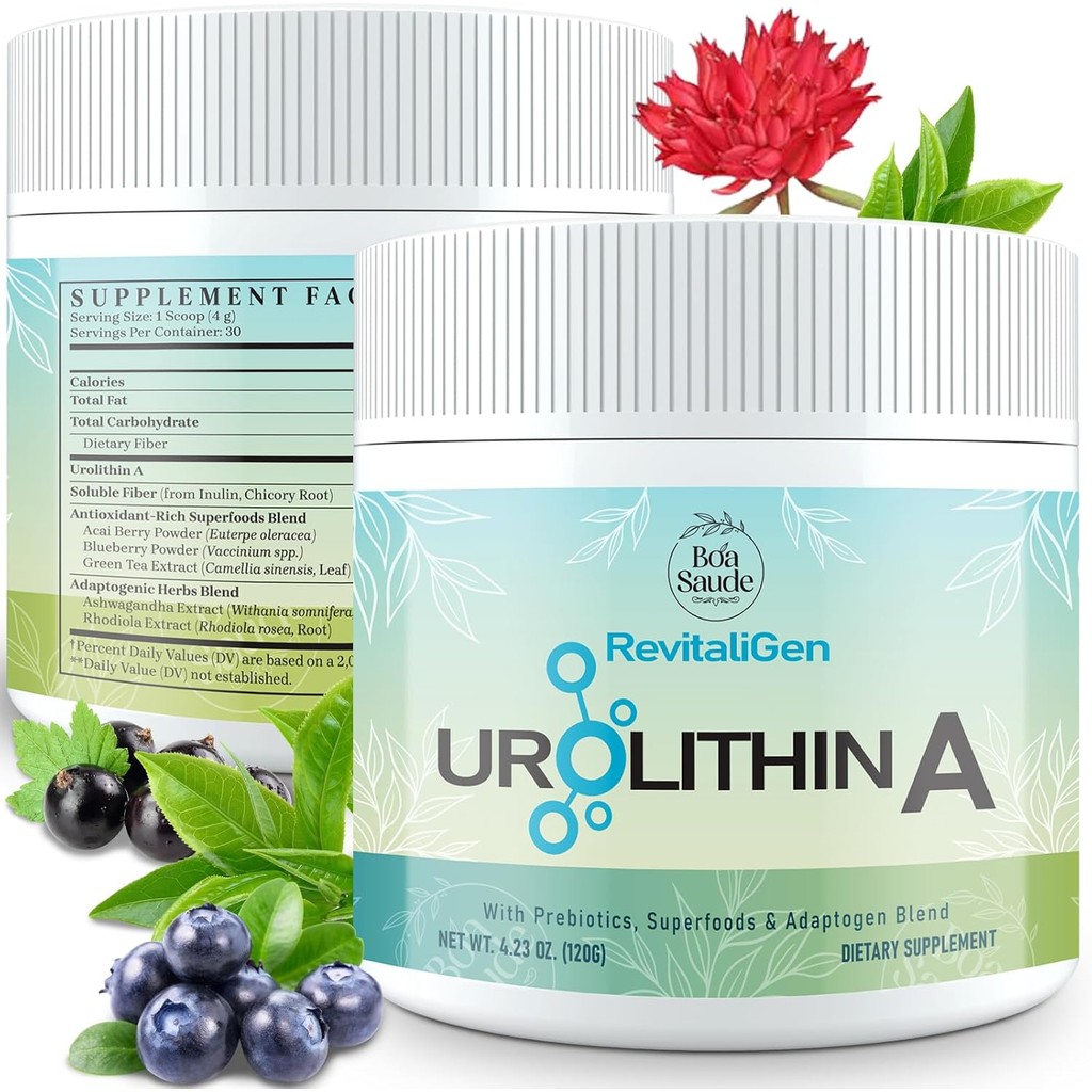 Urolithin A Powder Supplement with Prebiotics, Superfoods & Adaptogen ...