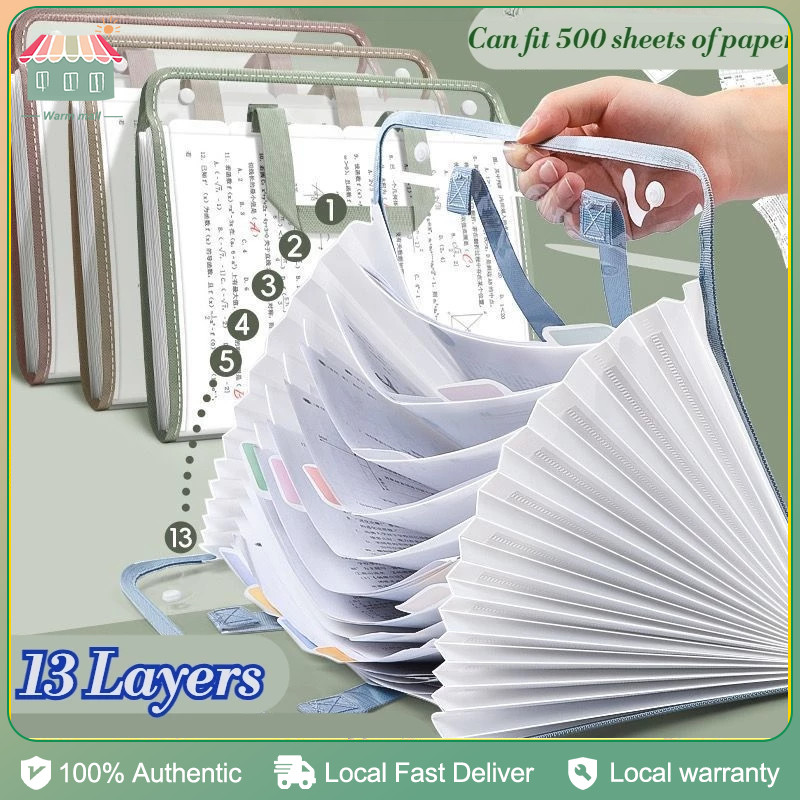 Long\A4 Size Transparent Expanding File Folder 13Pockets Paper ...