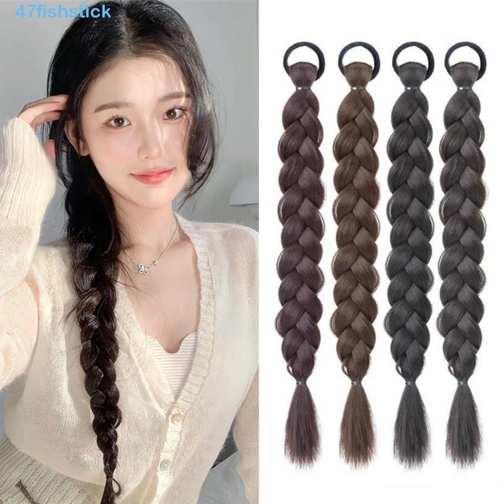 FISHSTICK Long Braiding Braid, Fake Hair Synthetic Braided Ponytail ...