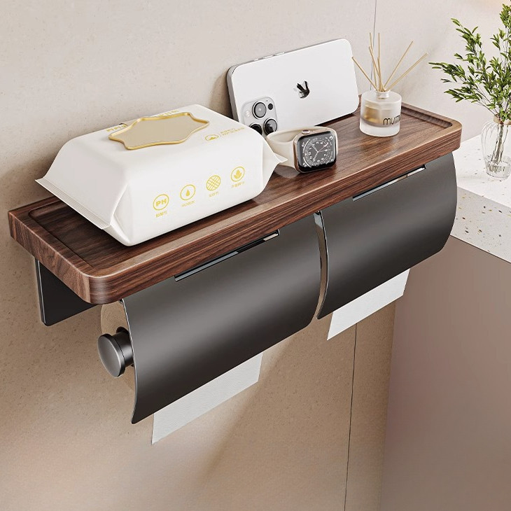 Wooden Toilet Tissue with Cover, Luxury Walnut Roll Tissue Dispenser ...
