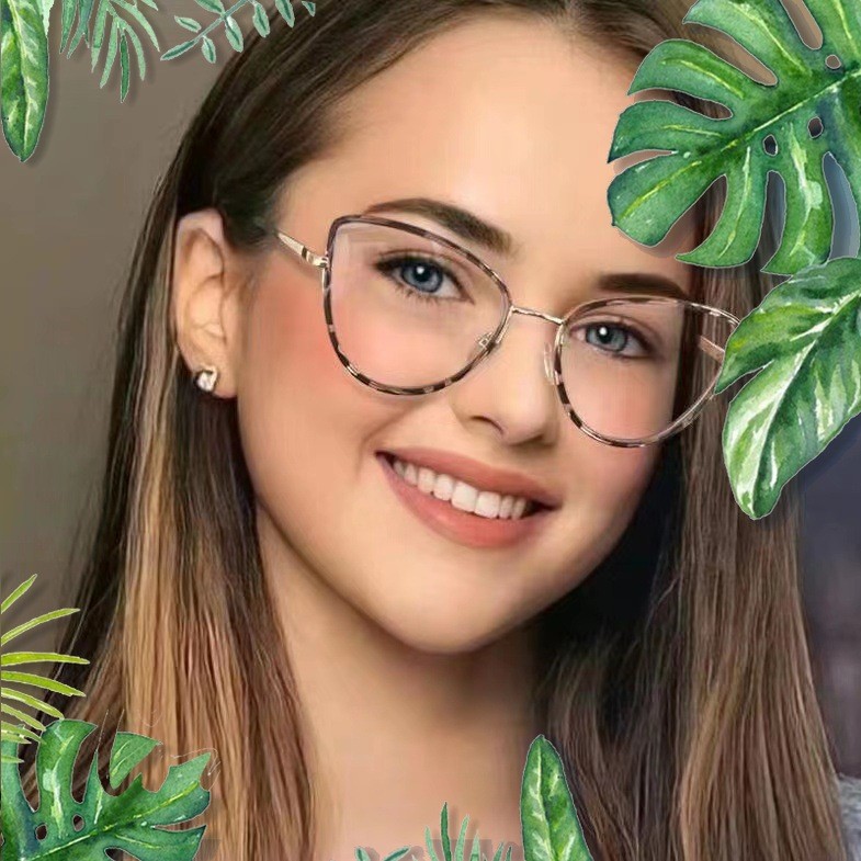 Anti Blue Light Metal Cat Eye Flat Lens 2024 New Instagram Eyeglass ...