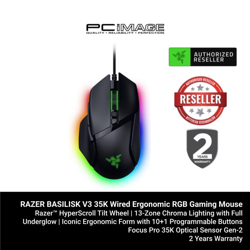 Razer Basilisk V3 35K Wired Ergonomic RGB Gaming Mouse (RZ01-05230100 ...