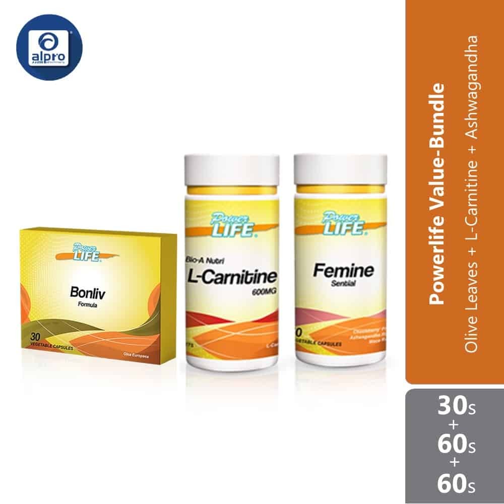 Powerlife Bundle Set - Bonliv 30s, L-Carnitine 60s & Femine Sential 60s ...