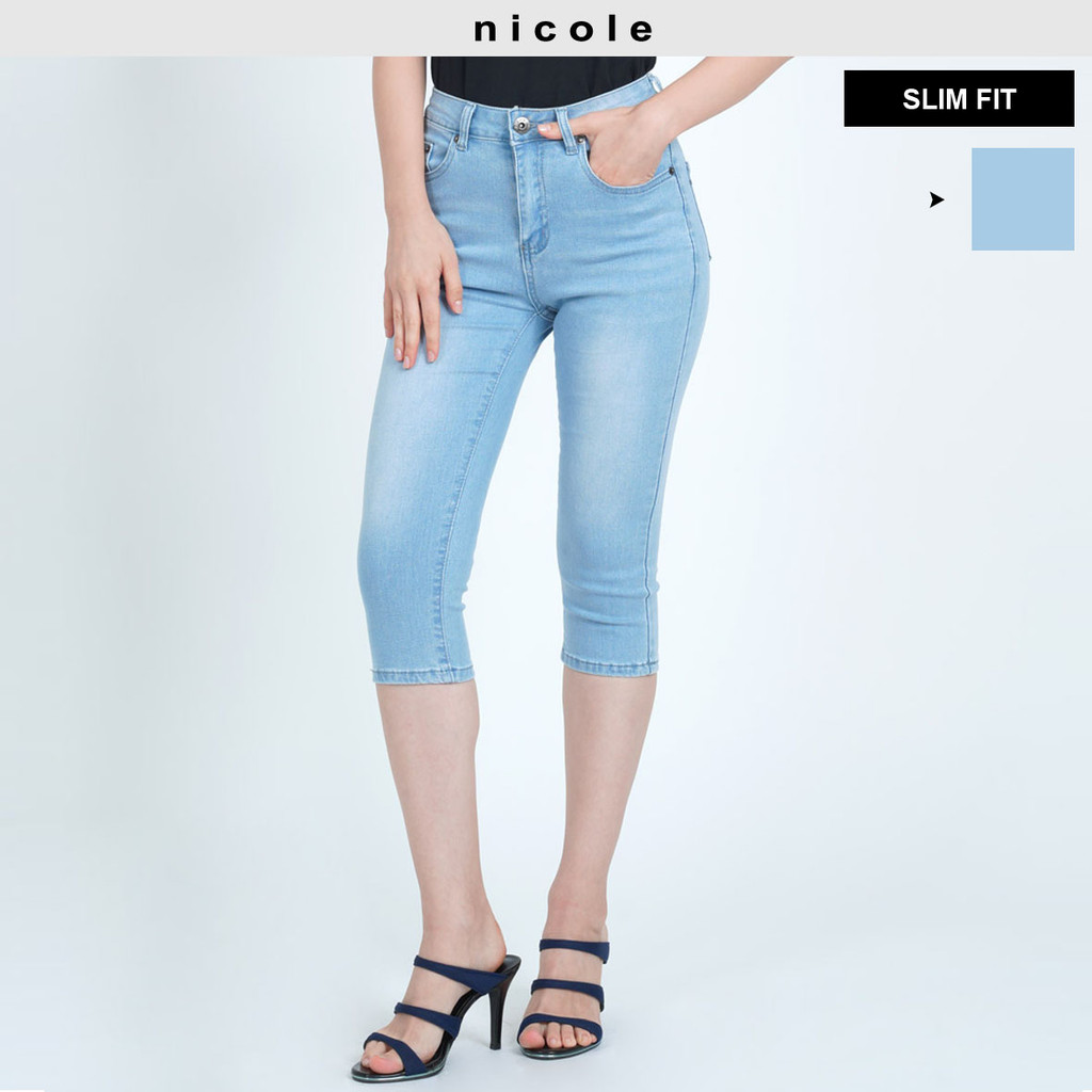 Nicole High Rise Three Quarter Slim Fit with Washing Effect Stretchable ...