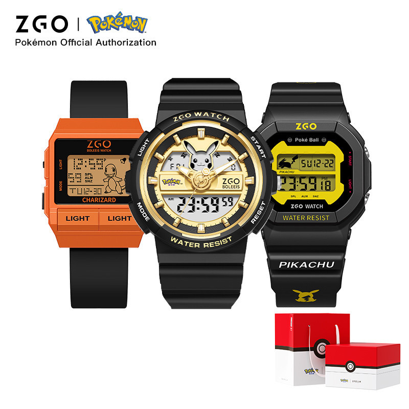 ZGO Pokémon Kids Watch For Students Sports Luminous Waterproof Digital ...