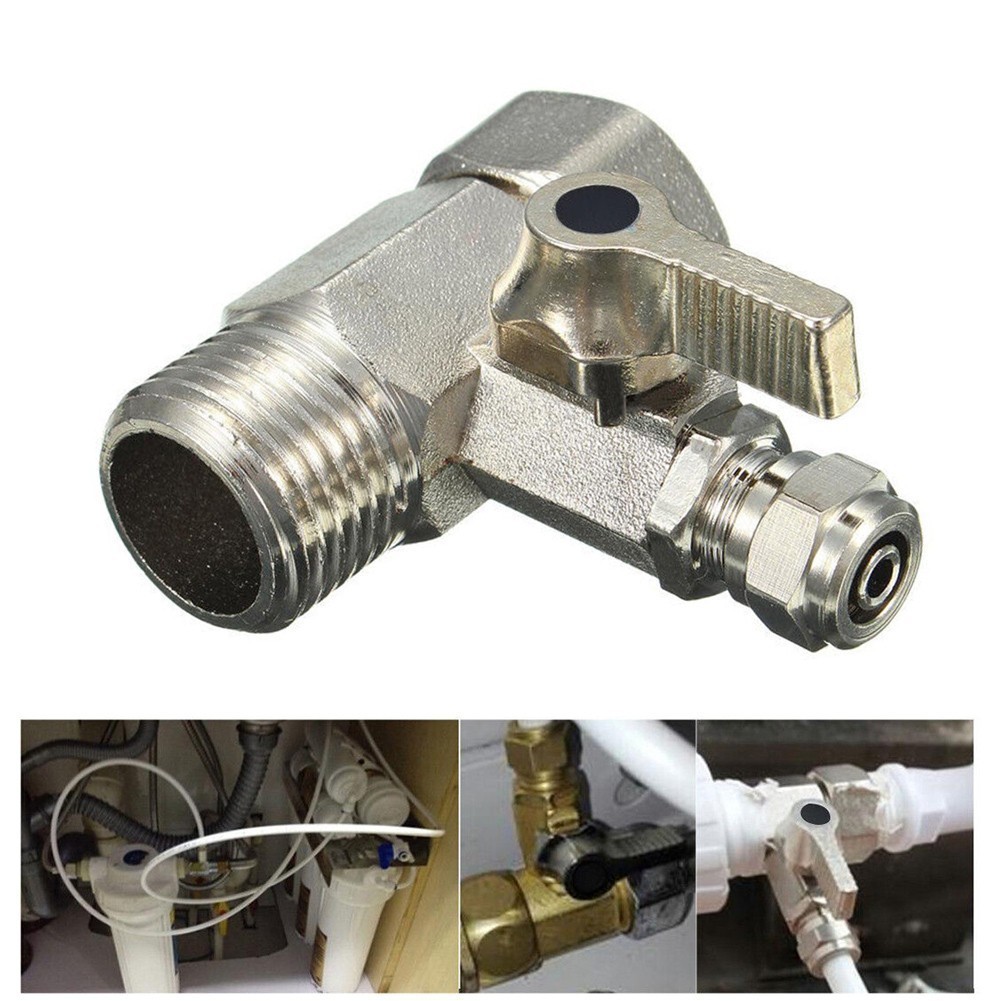 ⚡Fast Delivery⚡RO Feed Water Adapter 1/2" to 1/4'' with Shut-off Ball ...