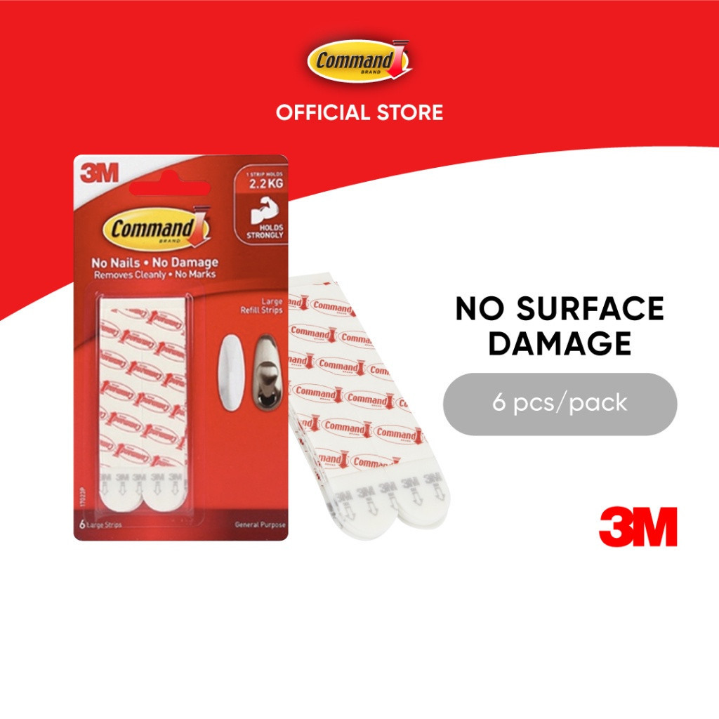 3M™ Command™ Refill Strips, 17023P, Holds Up to 2.2kg, 6 pcs/pack ...