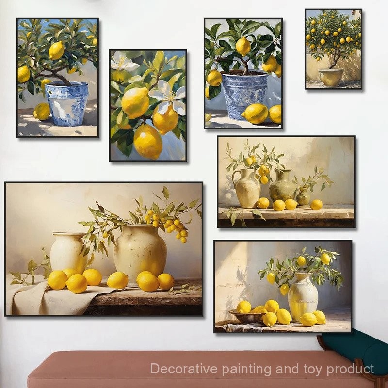 Lemon Tree Poster Italian Kitchen Prints Canvas Painting Still Life ...