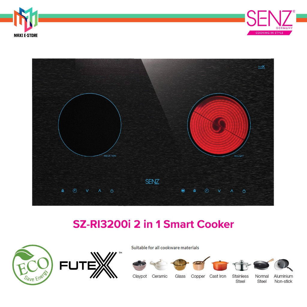 Senz SZ-RI3200i 2 in 1 Smart Induction & Ceramic Cooker Hob SZRI3200I ...