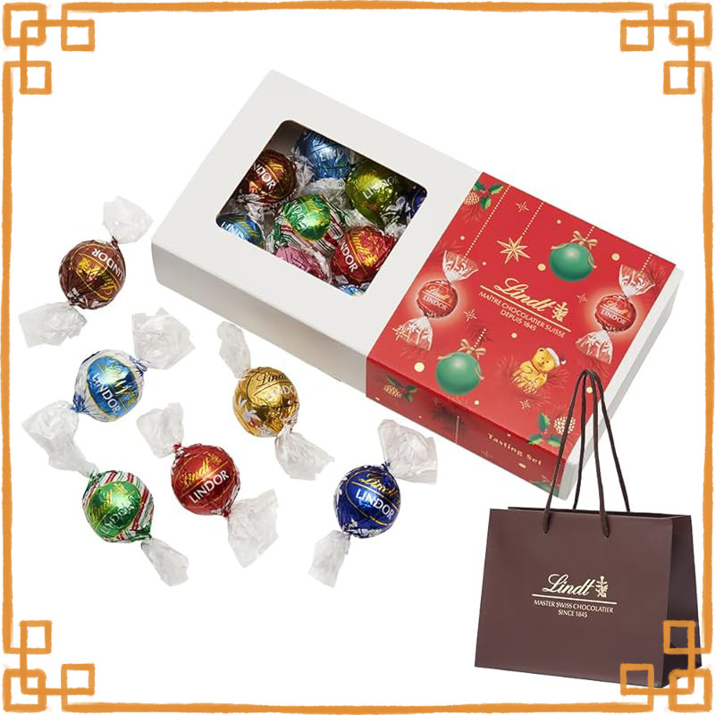 Lindt Christmas Chocolate Lindor Tasting Set with Gift Bag - 18 Pieces ...